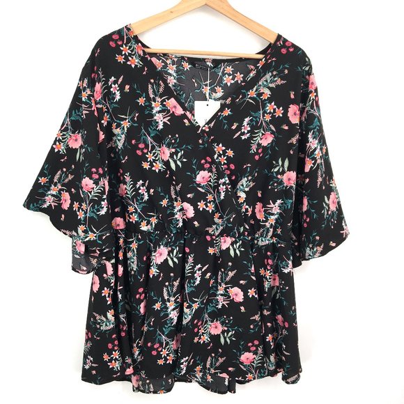 BloomChic | Tops | New Bloomchic Flutter Sleeve Babydoll Blouse Top ...